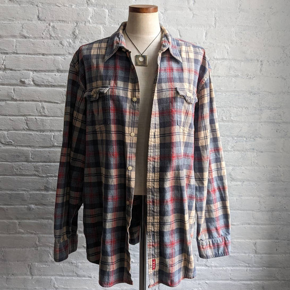 Chaps | Tops | Y2k Boho Neutral Plaid Flannel Grunge Minimalist ...